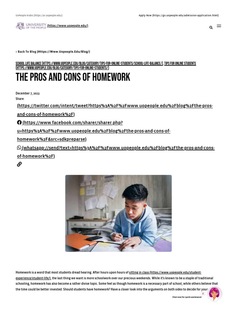 The Pros and Cons - Should Students Have Homework | PDF | Career & Growth