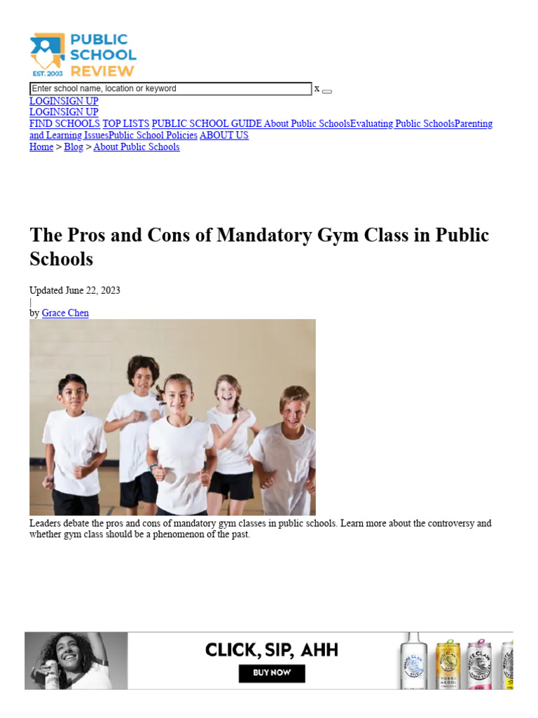 The Pros and Cons of Mandatory Gym Class in Public Schools | PDF ... The Pros and Cons of Mandatory Gym Class in Public Schools | PDF ...