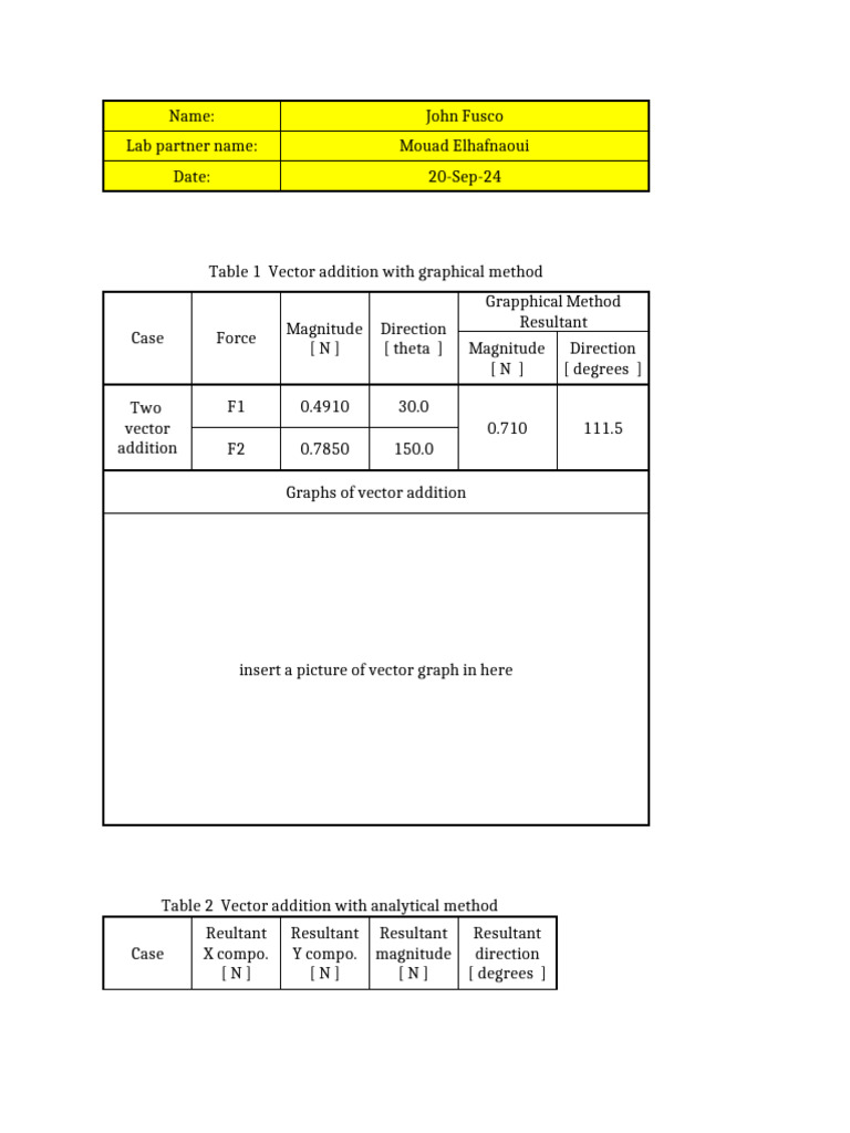 Data_Tables_Vectors | PDF | Force | Euclidean Vector