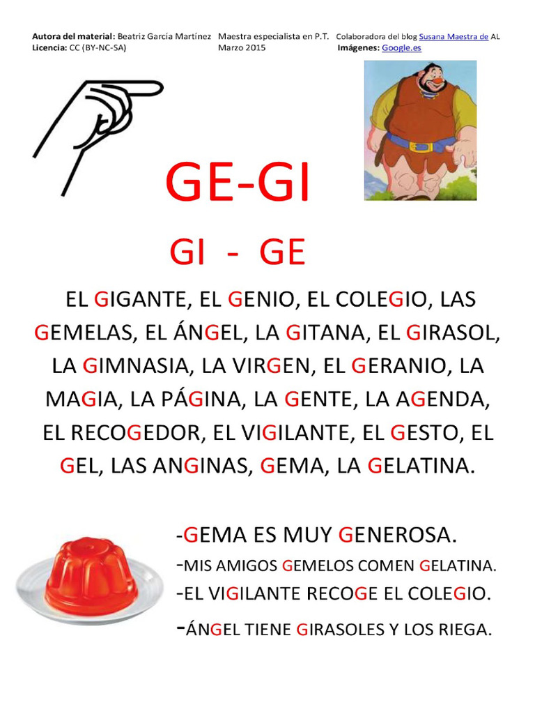 Lectura Sílabas GE-GI | PDF