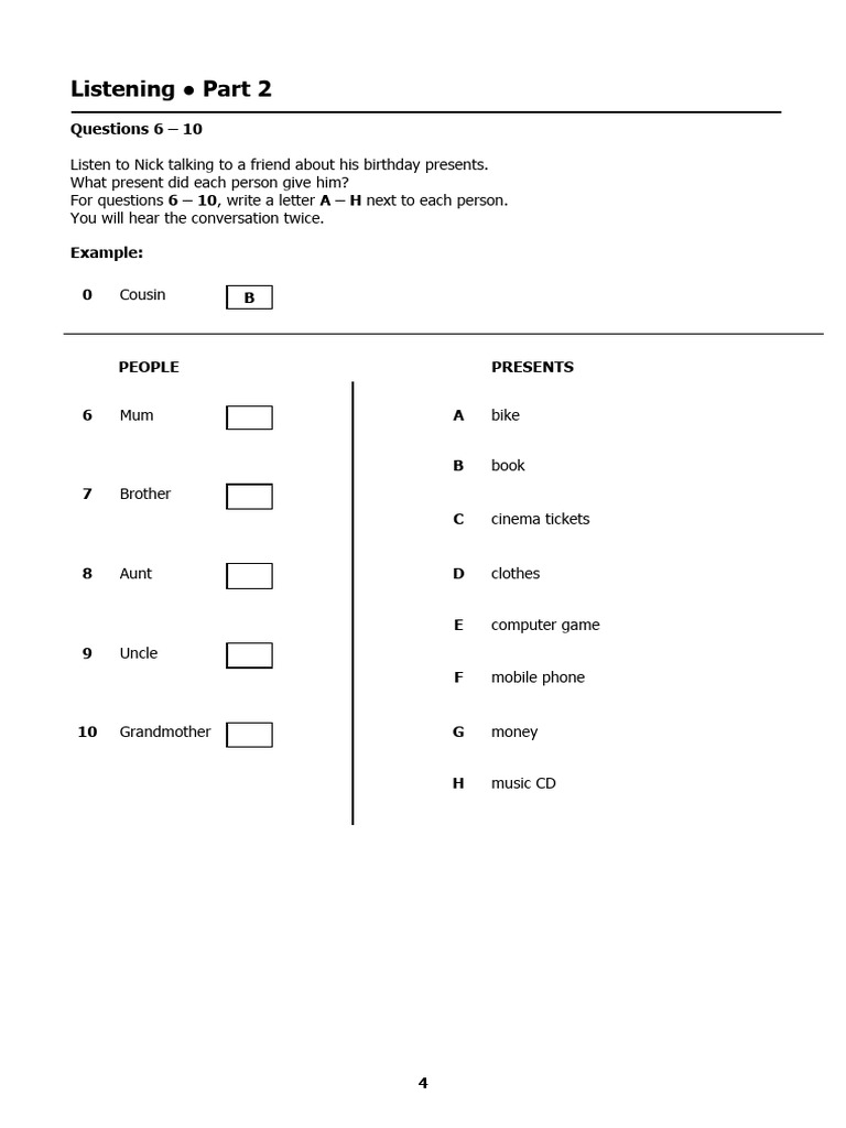 KET Cambridge English Key For Schools Sample Paper 19 24 | PDF