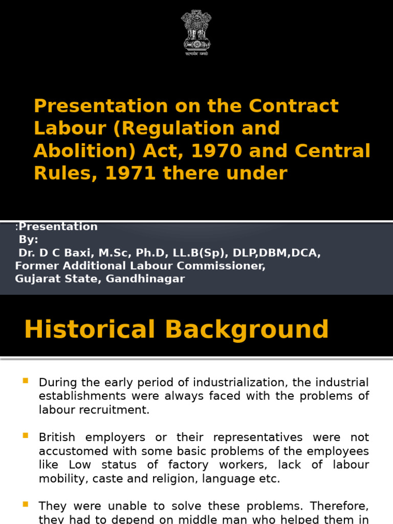 The Contract Labour (R & A) Act, 1970 | PDF | Employment | License