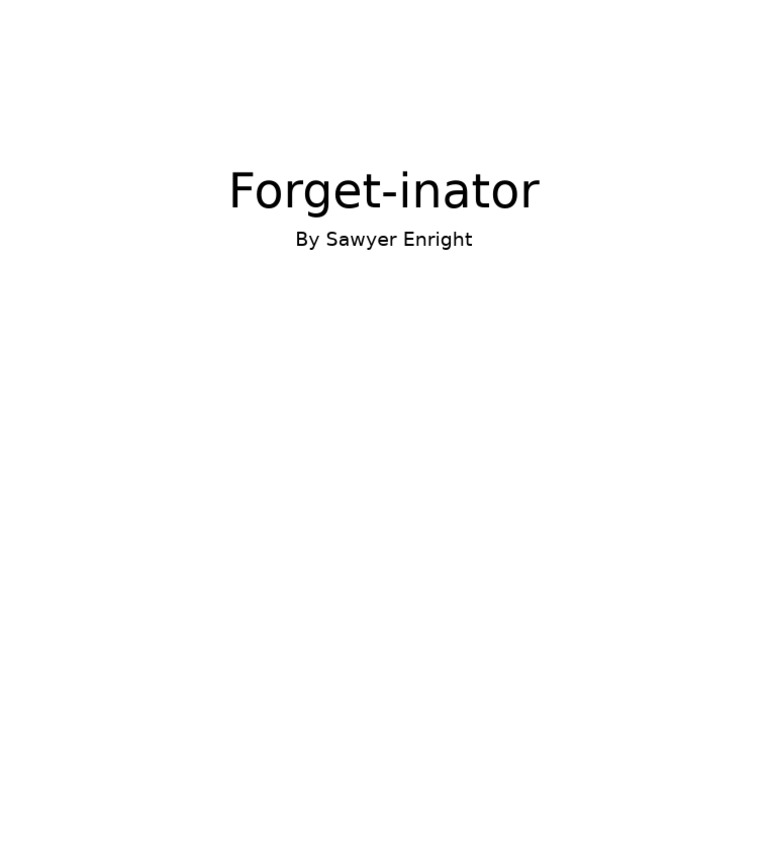 Forget-Inator Storyboard | PDF