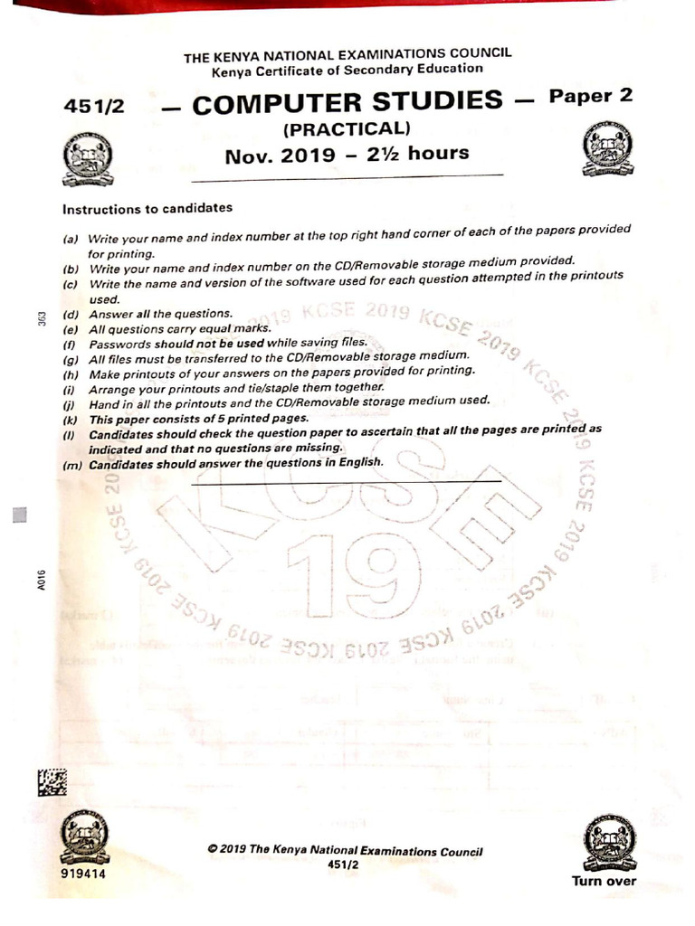 Computer-Studies-KCSE-2019-Paper-2 | PDF