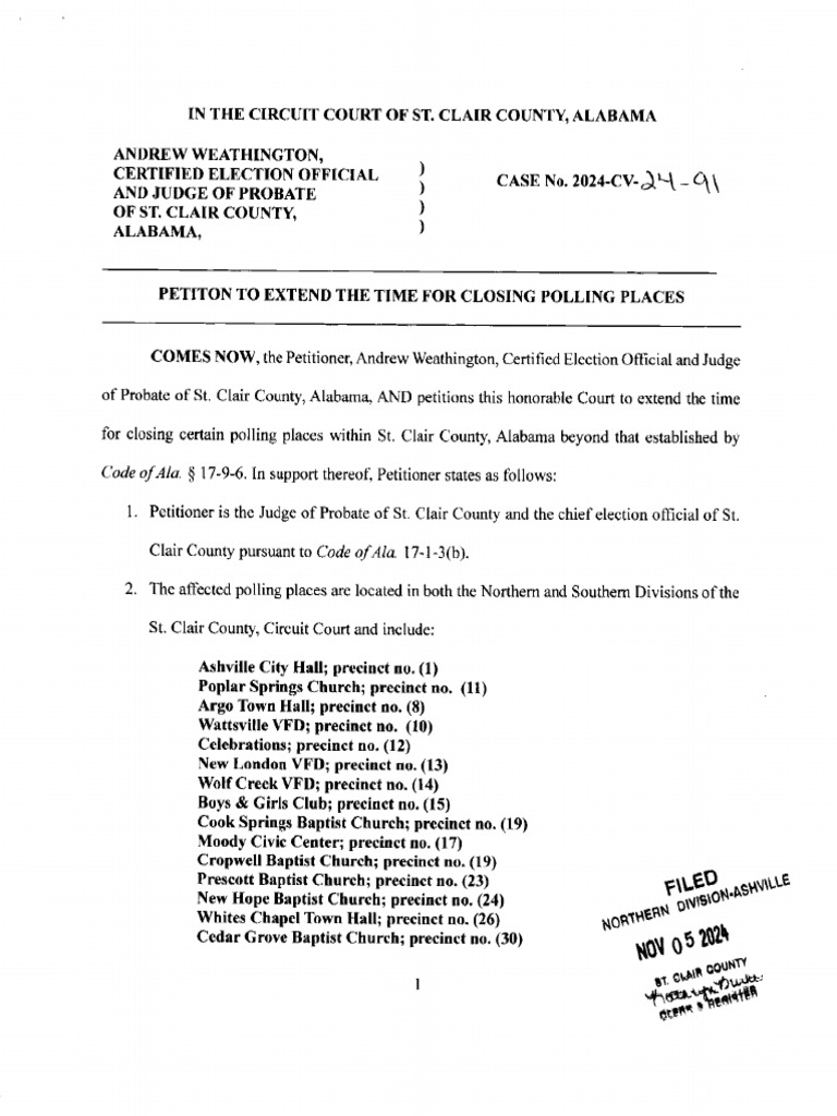 Judge's Order To Request To Extend Voting Hours in St. Clair Co. | PDF ... Judge's Order To Request To Extend Voting Hours in St. Clair Co. | PDF ...