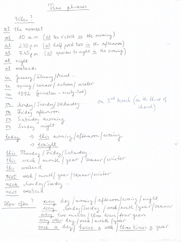 Time Phrases - Daily Routine | PDF
