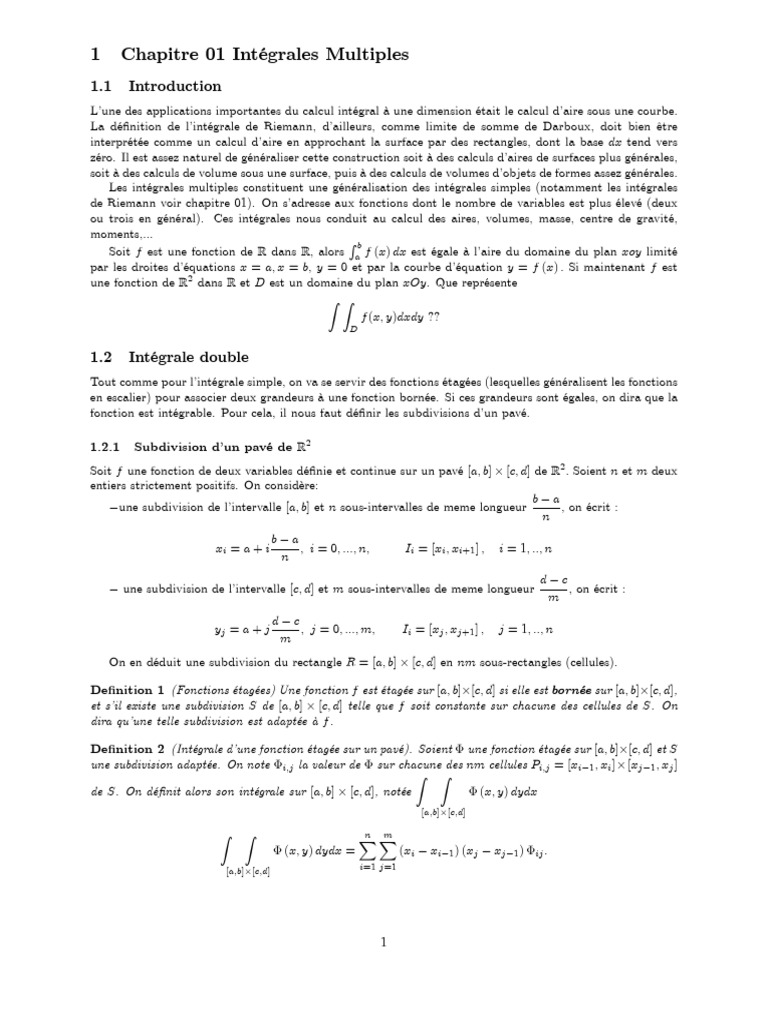 Intégrales Doubles : Cours et Applications | PDF | Intégral | Concepts ...