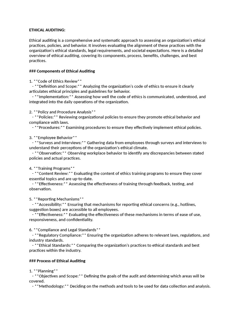 Ethical Auditing | PDF | Audit | Evaluation