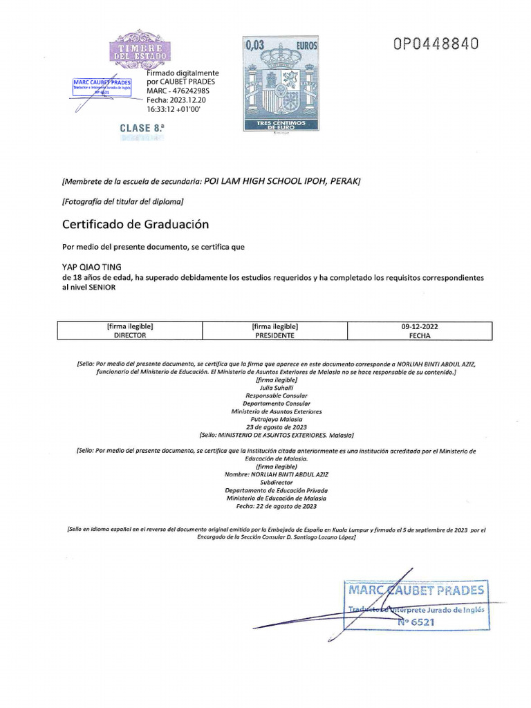 Traducciones Yap Qiao Ting | PDF