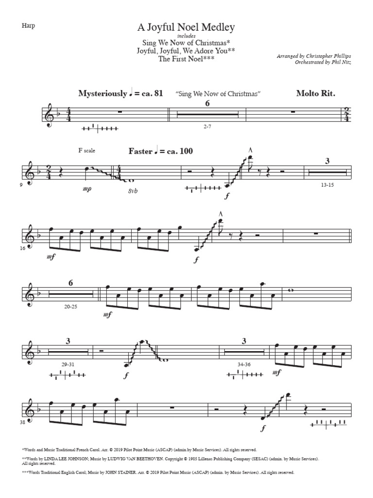 01 A Joyful Noel Medley - 011 Harp | PDF