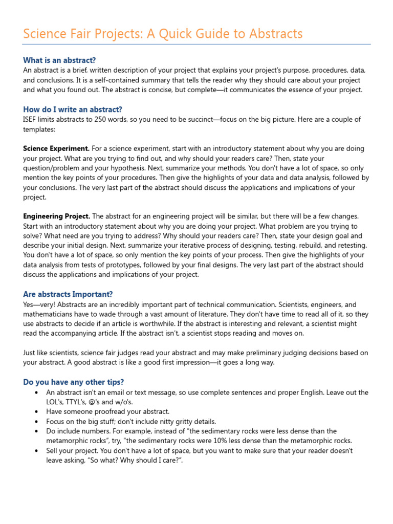 A Quick Guide To Abstracts | PDF | Abstract (Summary) | Data Analysis