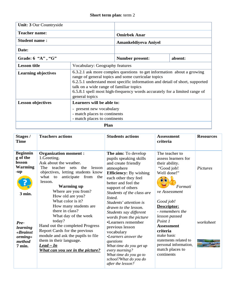 Lesson 24 Geography Features | PDF | Vocabulary | Cognition