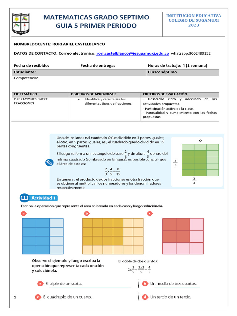 Guia 5 Matematicas Septimo 1 Periodo (2) | PDF