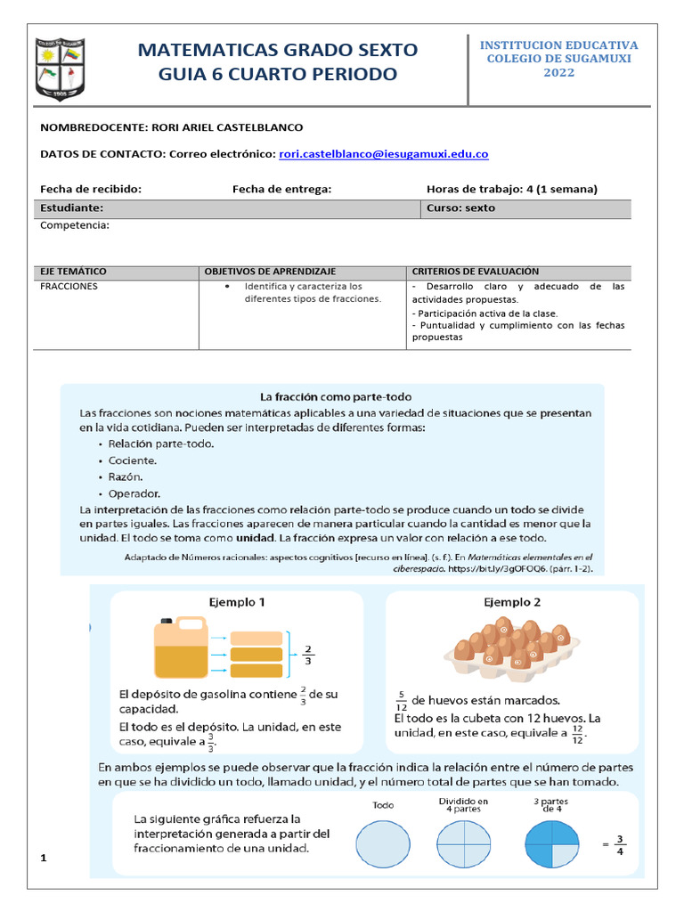 Guia 6 Matematicas Sexto 4 Periodo | PDF