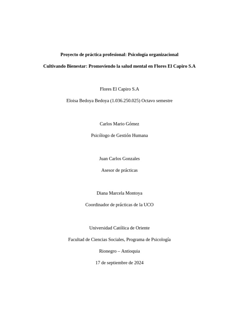 Bienestar Laboral en Flores El Capiro | PDF | Business | Sicología