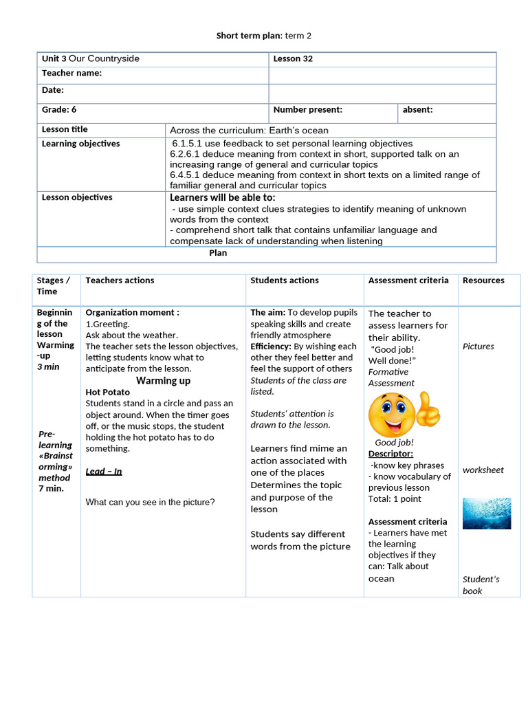 Lesson 32 Across The Curriculum Earth's Ocean | PDF | Curriculum | Learning