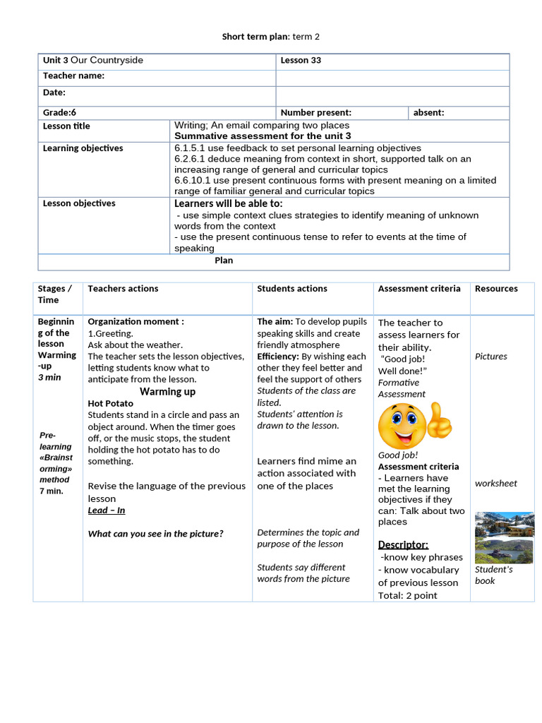 Lesson 33 Writing An Email Comparing Two Places | PDF | Educational ...