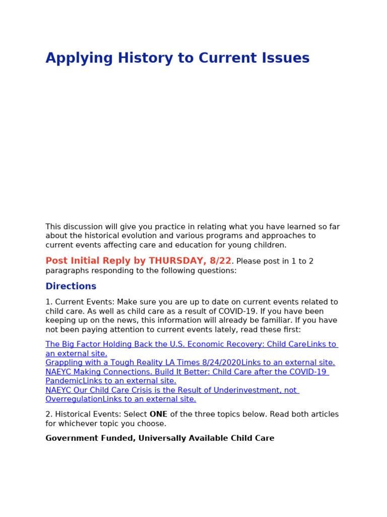 History's Impact on Child Care Today | PDF | Child Care | Social Psychology