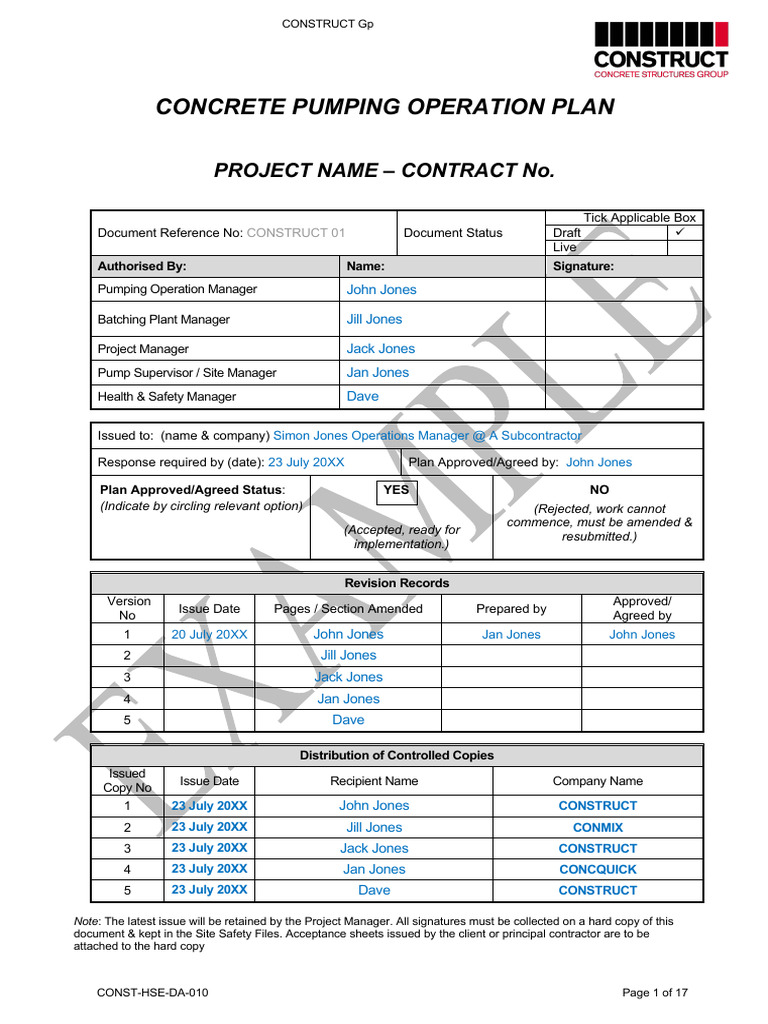 Concrete Pumping Safety Plan | PDF | Technology & Engineering