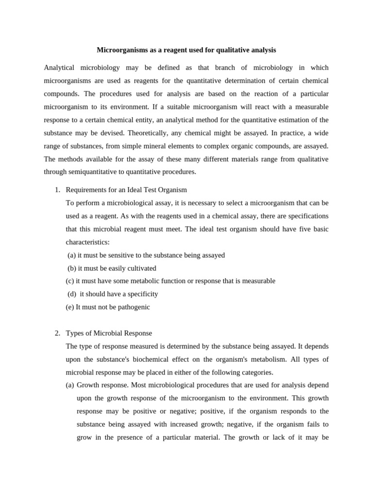 Microbial Reagents in Qualitative Assays | PDF | Bacteria | Growth Medium