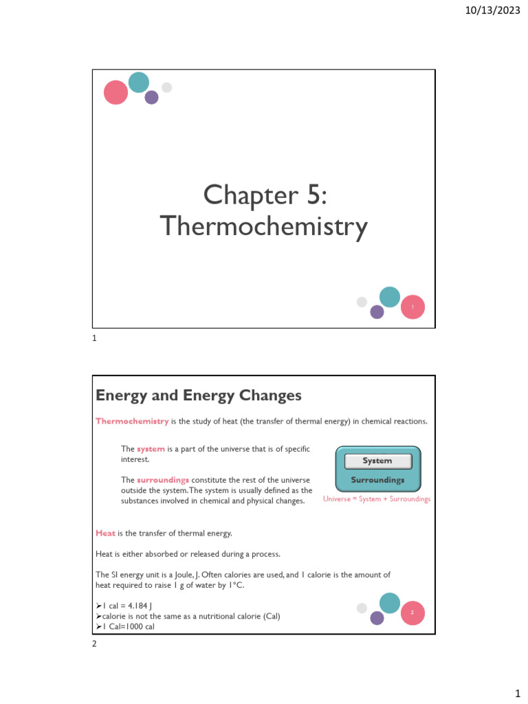Chapter 5 Thermochemistry | PDF | Calorie | Heat