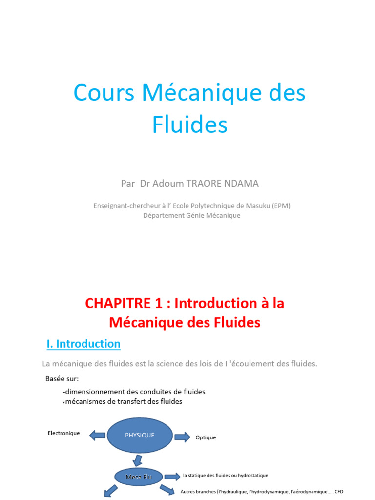 Introduction à la Mécanique des Fluides | PDF | Fluide | Pression
