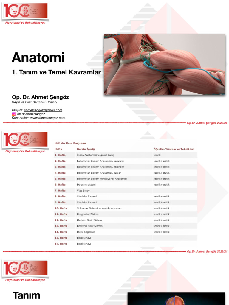 Anatomi1 PDF Tanim Ve Temel Kavramlar | PDF