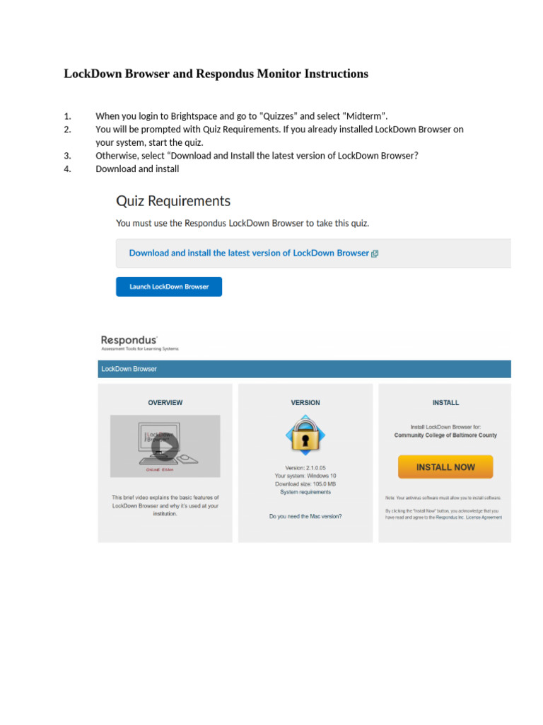 Instructions To Use LockDown Broser | PDF