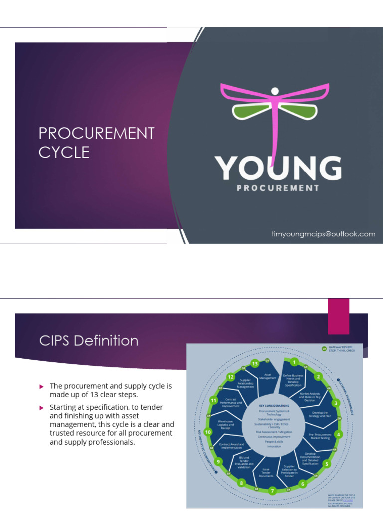 Cips Procurement Cycle Overview by Tim Young Fcips | PDF | Procurement | Supply Chain