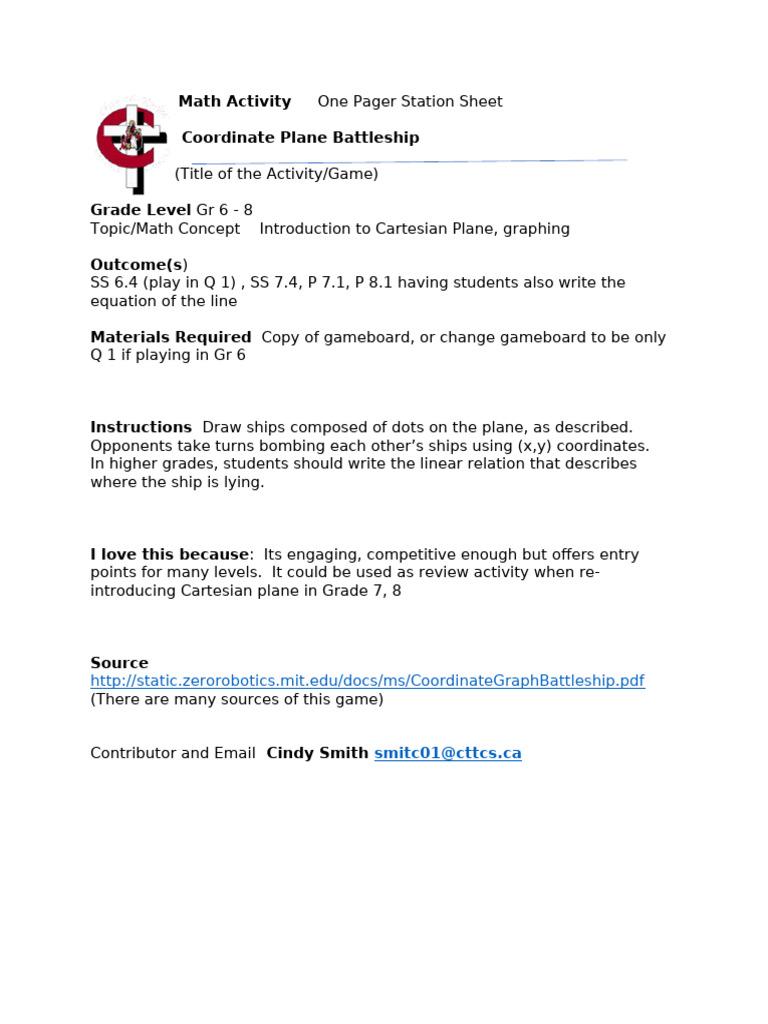 Coordinate Plane Battleship | PDF | Teaching Methods & Materials