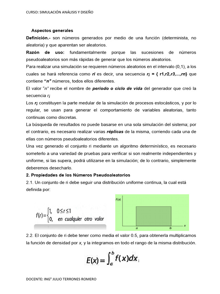 Sesión 4 - Los Números Pseudoaleatorios | PDF