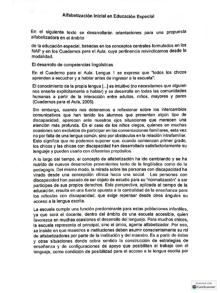 Alfabetización Inicial en Ed. Especial | PDF