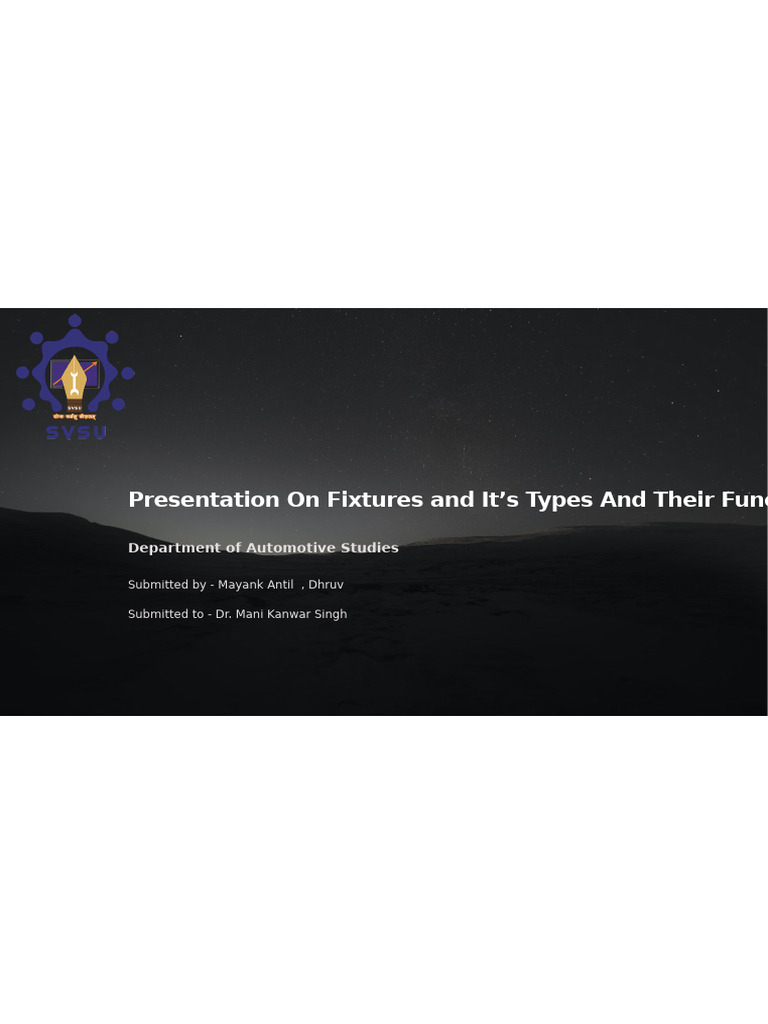 Understanding Fixtures - Types and Their Functionality | PDF ...