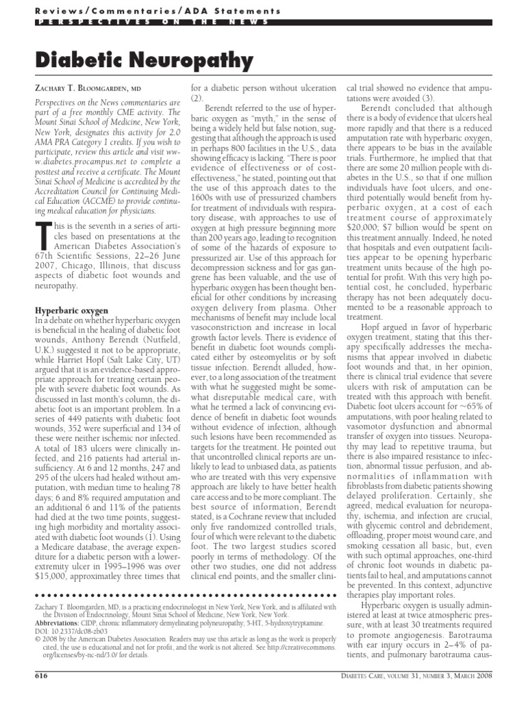 Diabetic Neuropathy | PDF | Peripheral Neuropathy | Wound