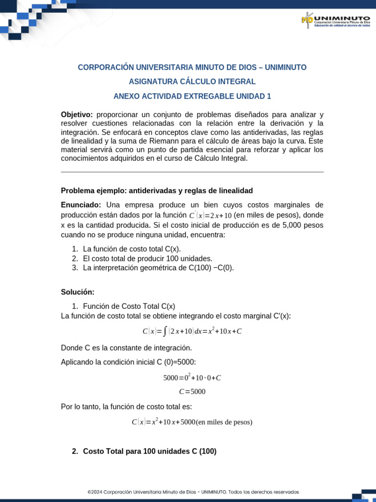 Anexo 1 Actividad Entregable | PDF | Integral | Análisis matemático