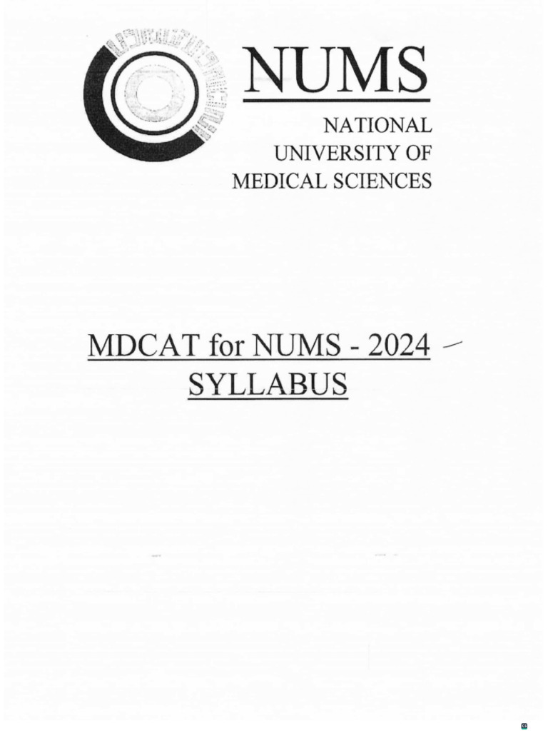 Syllabus 2024 NUMS | PDF