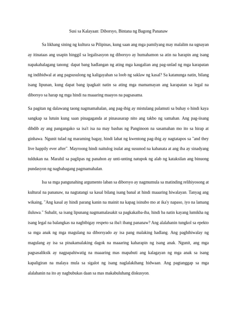 Posisyong Papel Diborsyo | PDF