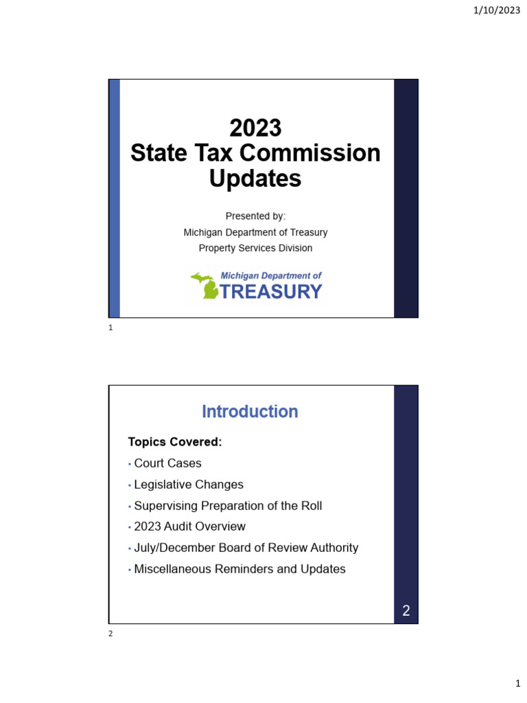 Michigan 2023 Tax Commission Updates | PDF | Property Tax | Taxes