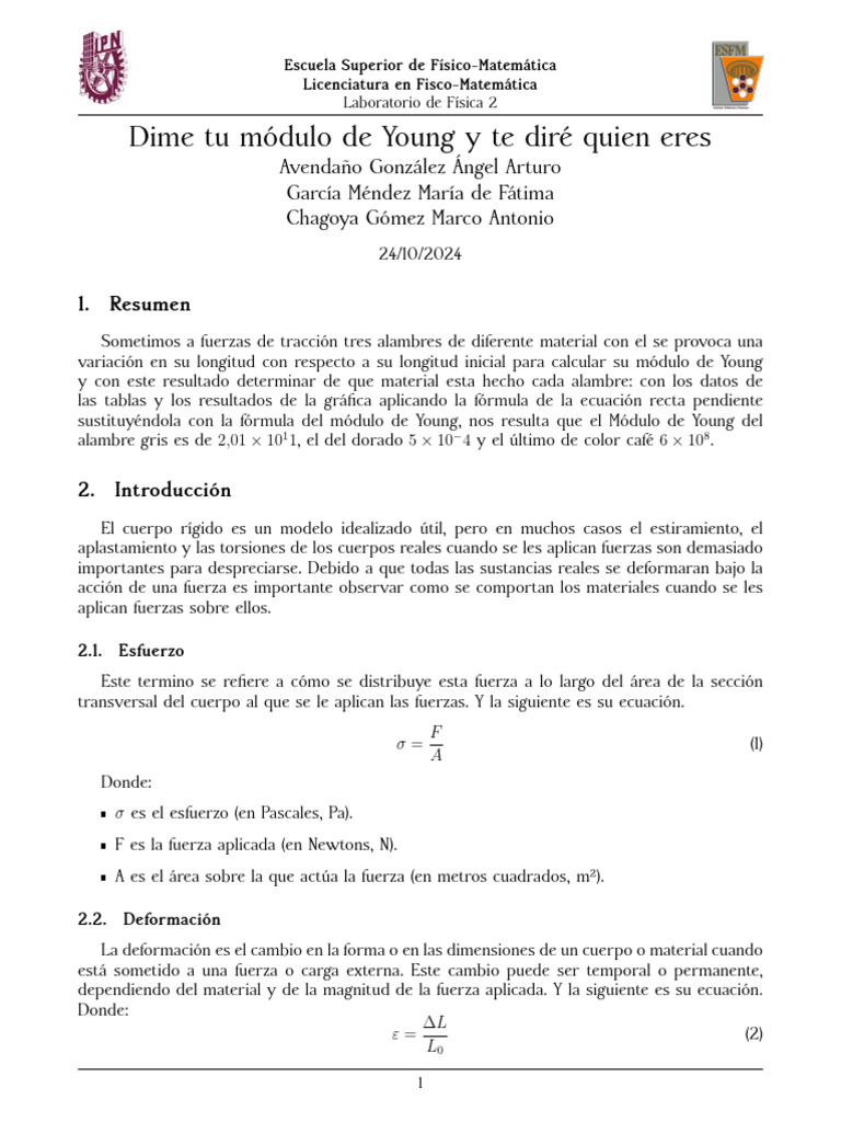 Práctica 1 Corregida | PDF | Elasticidad (Física) | Deformación (ingeniería)