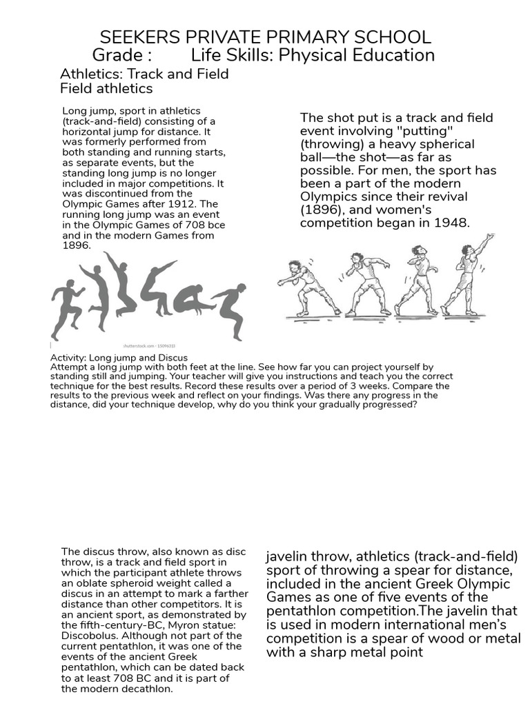 Track and Field Skills for Students | PDF