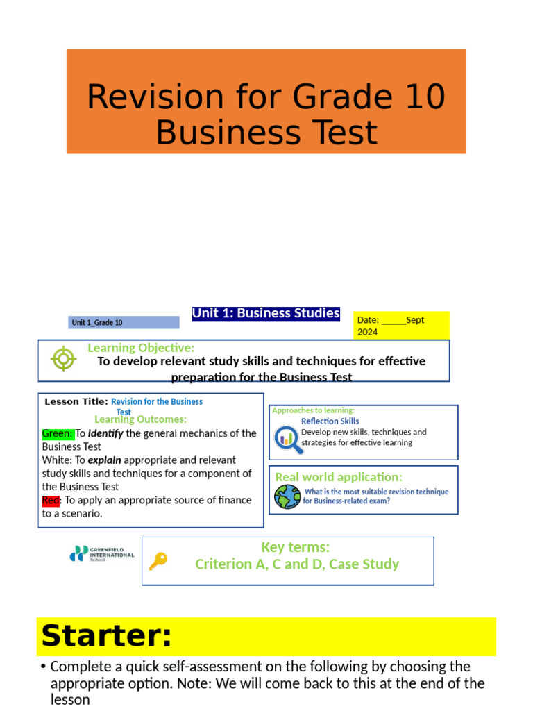 Business Test Revision | PDF | Study Skills | Sole Proprietorship