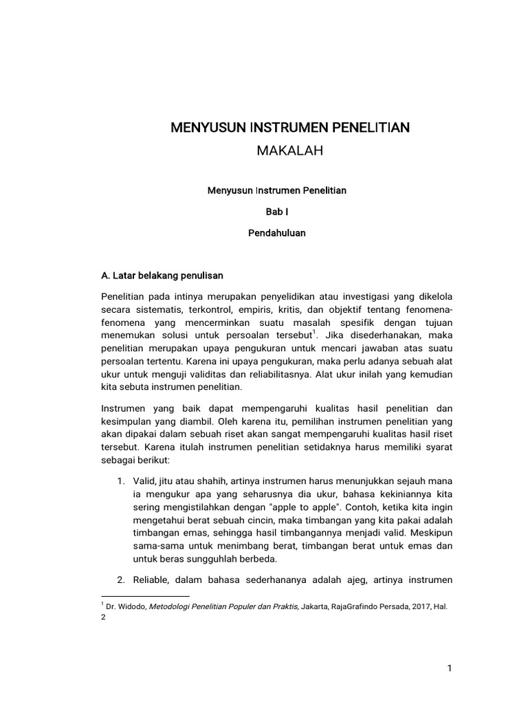 Cara Menyusun Instrumen Penelitian | PDF