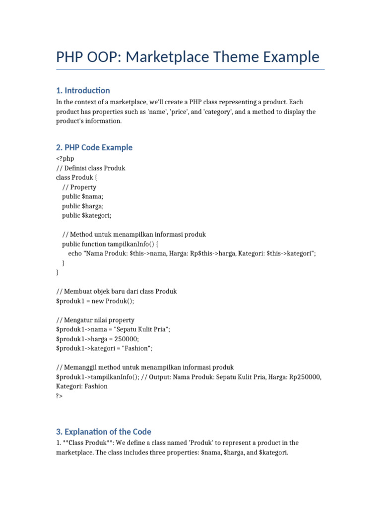 PHP OOP Marketplace Example | PDF