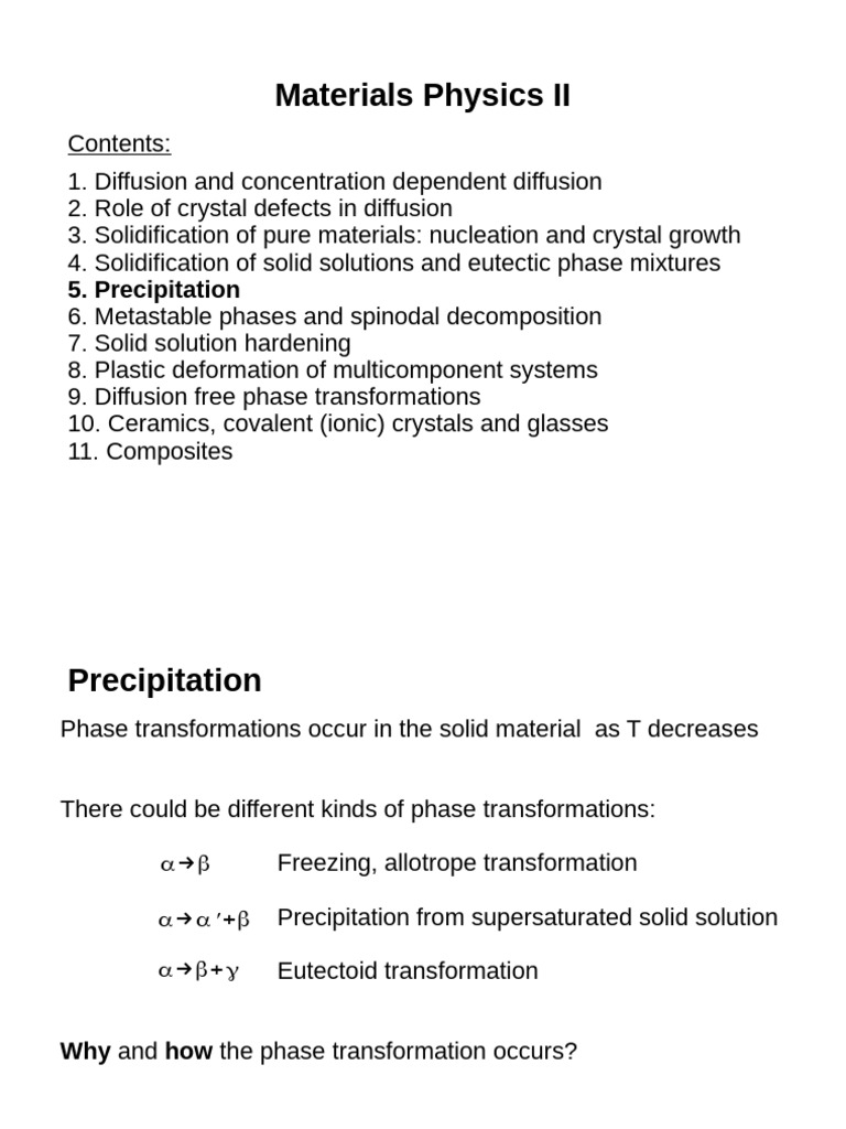 Lecture5 MaterPhysII Precipitation | PDF | Materials | Applied And ...