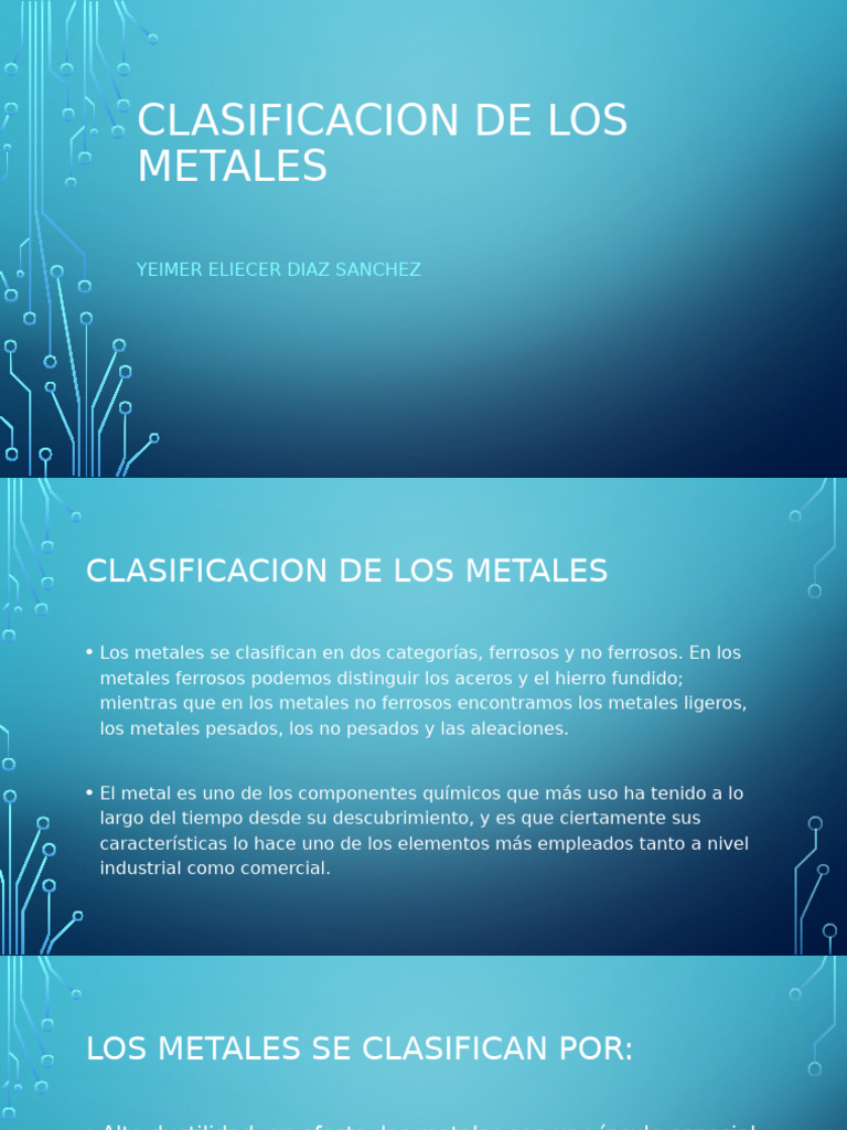 Clasificacion de Los Metales | PDF | Rieles | Elementos químicos