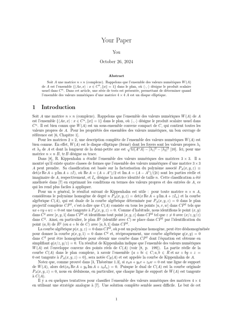 Tests pour matrices 4x4 et disques elliptiques | PDF | Matrice ...