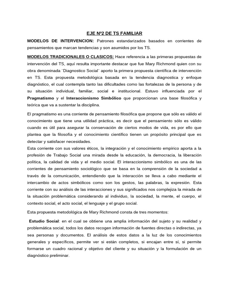 Modelos Clásicos de Intervención TS | PDF | Trabajo Social | Comunicación