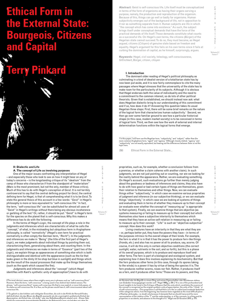 Terry Pinkard | PDF | Georg Wilhelm Friedrich Hegel | Noumenon