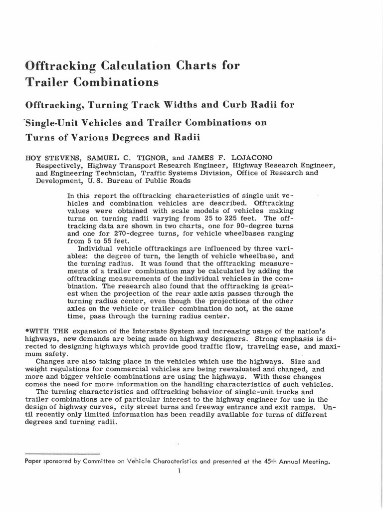 Offtracking Analysis for Trailer Turns | PDF | Trailer (Vehicle) | Steering