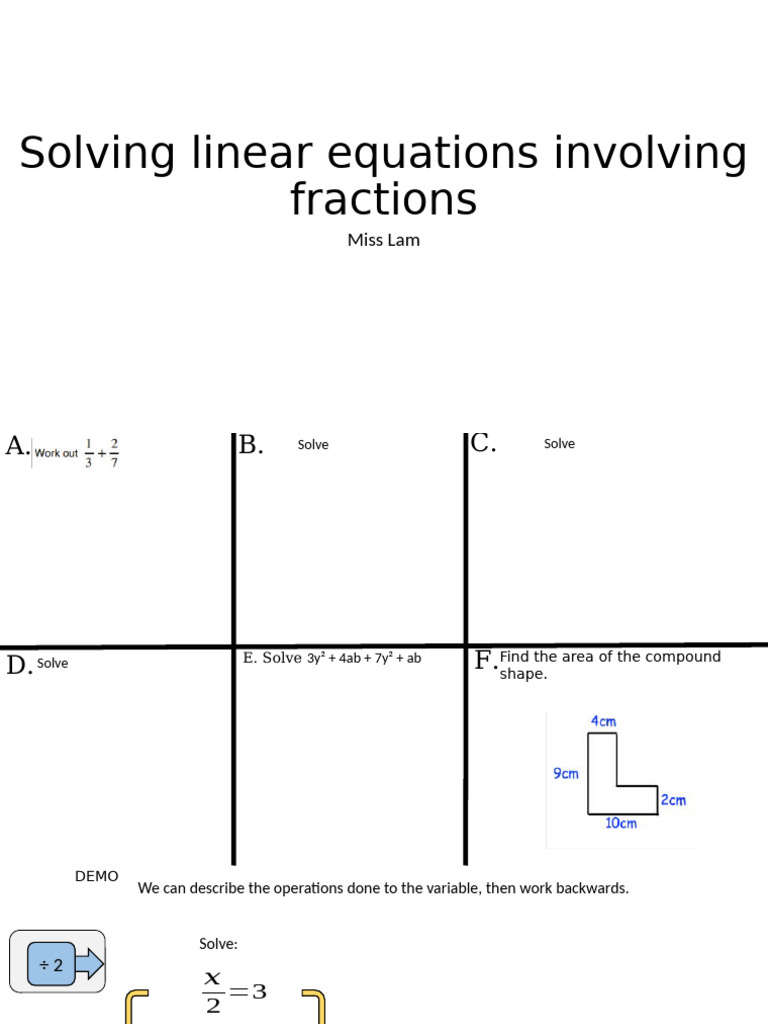 Solving Linear Equations Involving Fractions | PDF | Equations ...